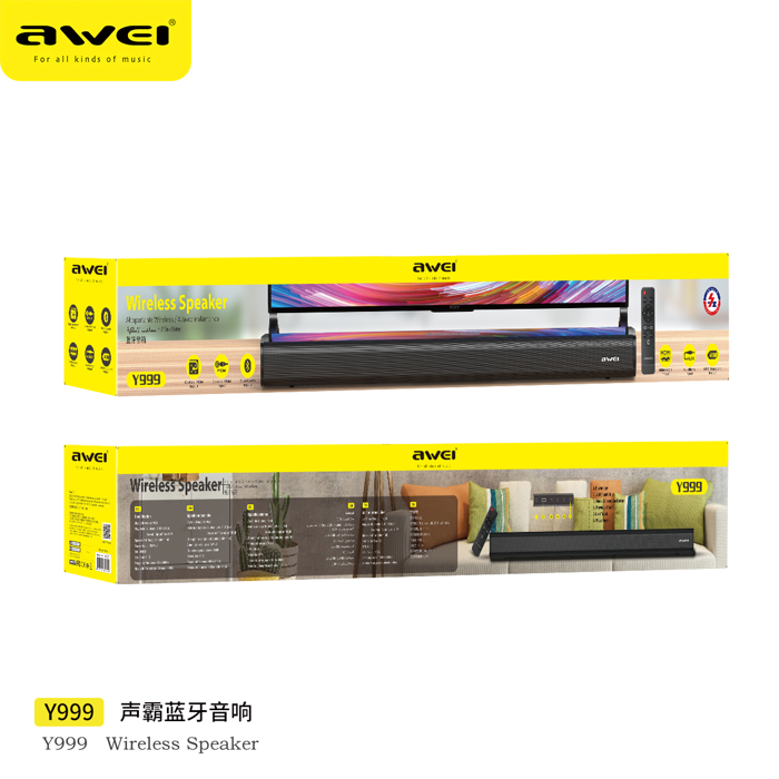 Ajwah Tech - Awei Y999 50W Home Theater Wireless Speaker SoundBar
